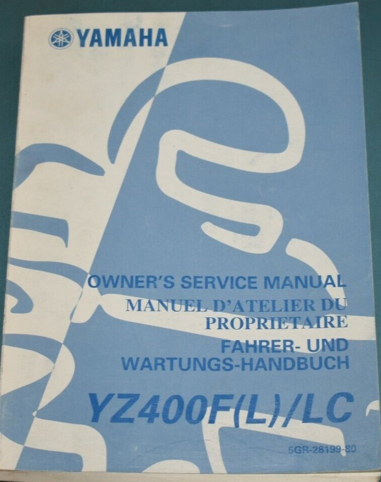 YAMAHA YZ400F (L) / LC 1999 Owner's Service Manual 5GR-28199-80 #B161 ...
