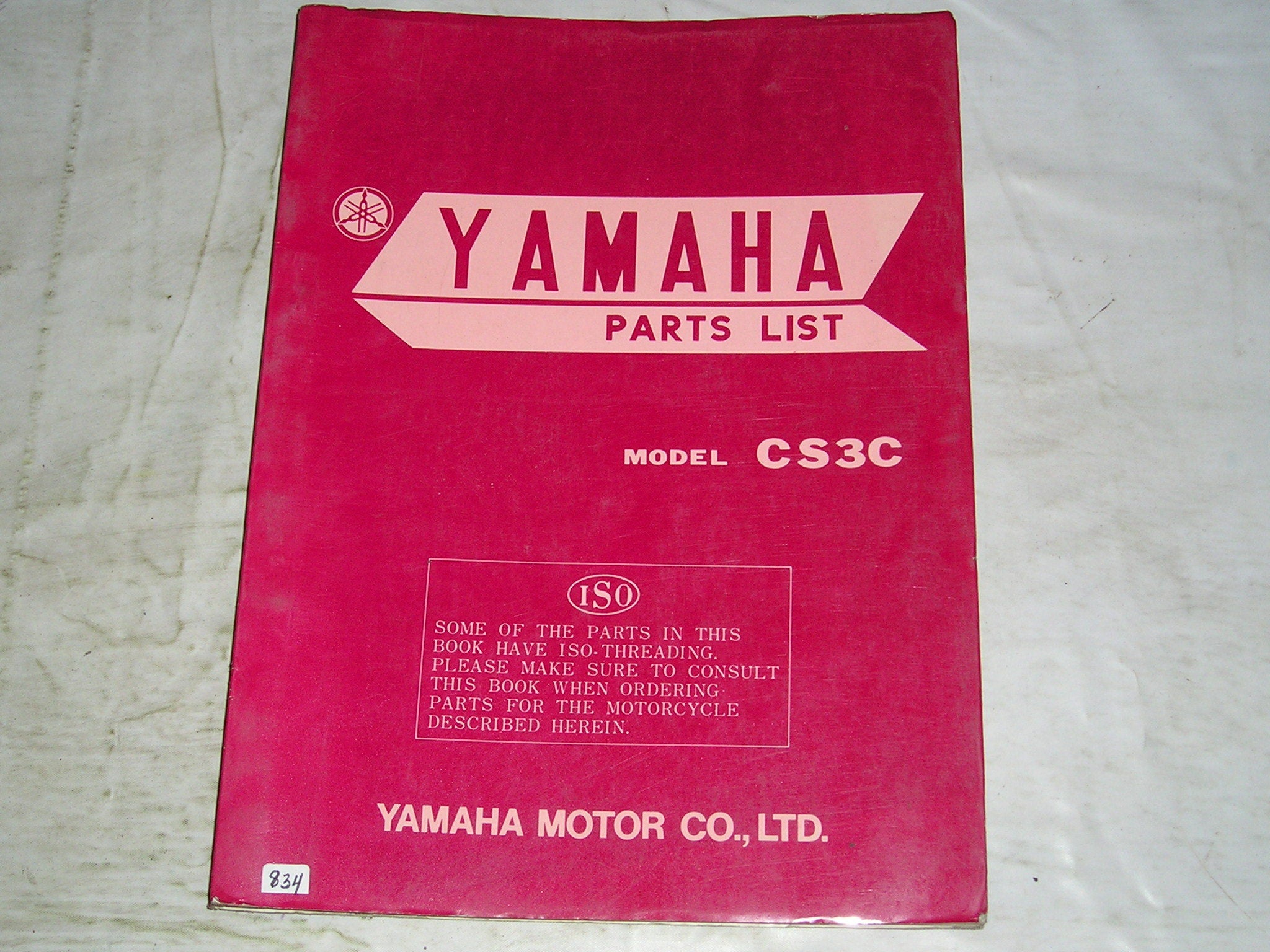 YAMAHA CS3C CS3 C 1970 Factory Parts List #834 – Pro-Formance Cycle