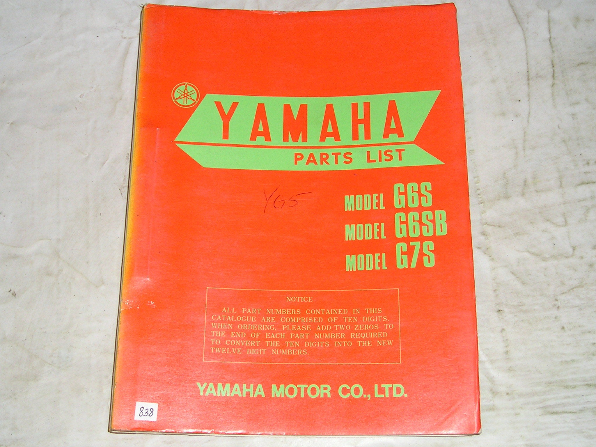 YAMAHA G6 G6S G6SB G7 G7S 1972 Parts List 232-60 #838 – Pro-Formance Cycle
