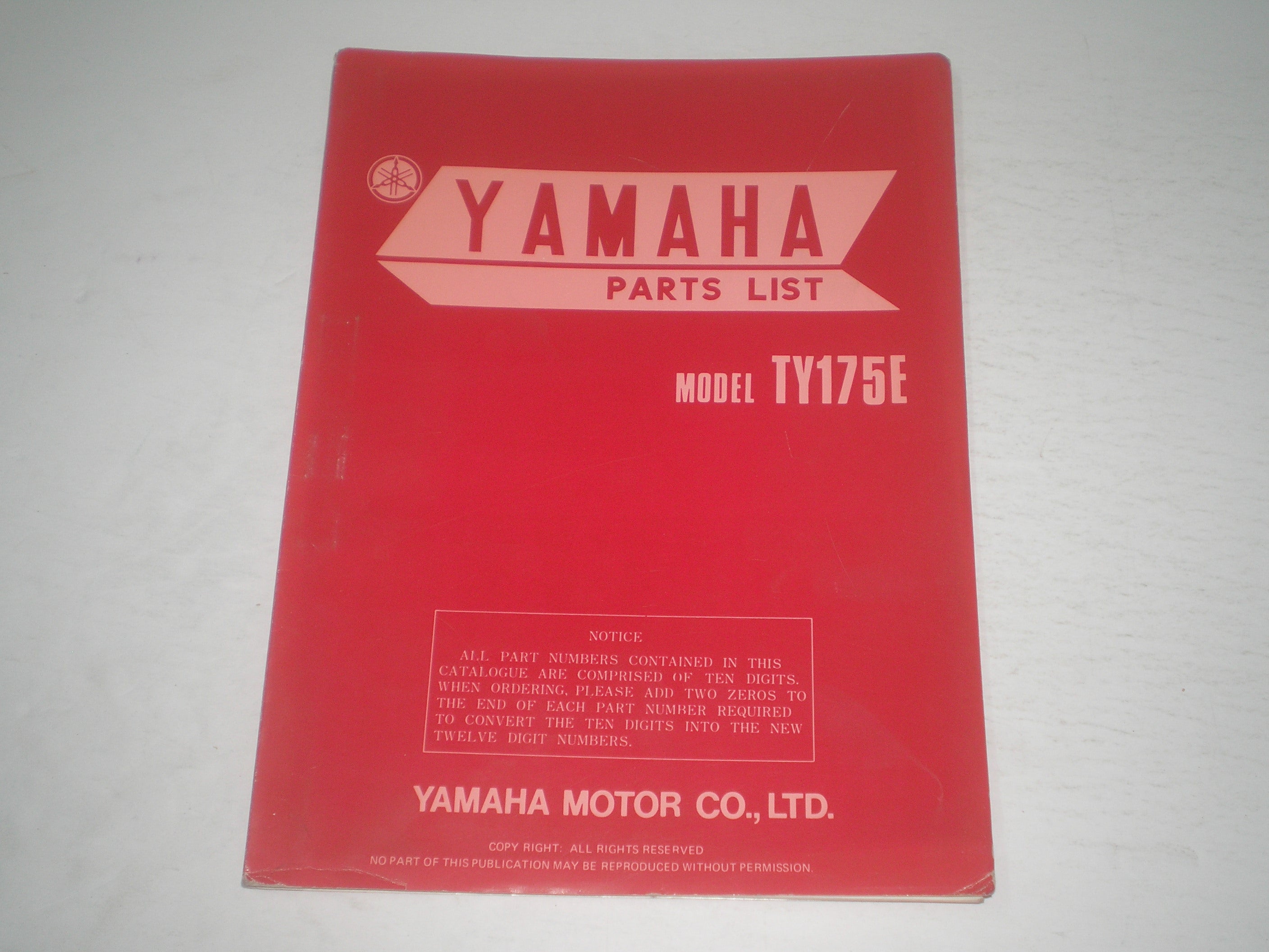 YAMAHA TY175 E 1978 Parts List / Catalogue 525-28198-HO #1710 – Pro ...